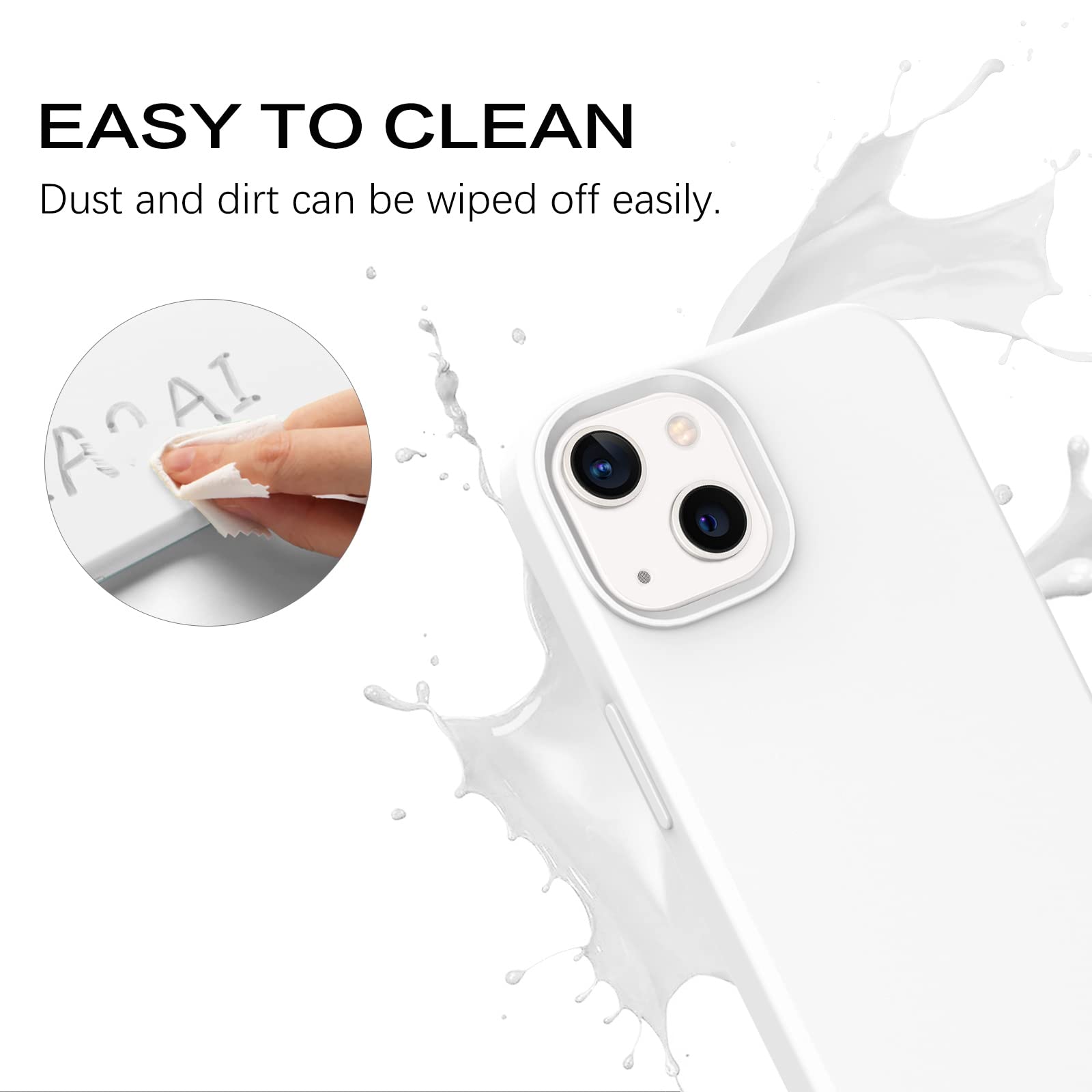VENINGO iPhone 13 Case, Phone Case iPhone 13,Slim Fit Liquid Silicone Soft Gel Rubber Lightweight Microfiber Lining Shockproof Anti-Scratch Protective Phone Cover for iPhone 13 6.1'' 2021, White