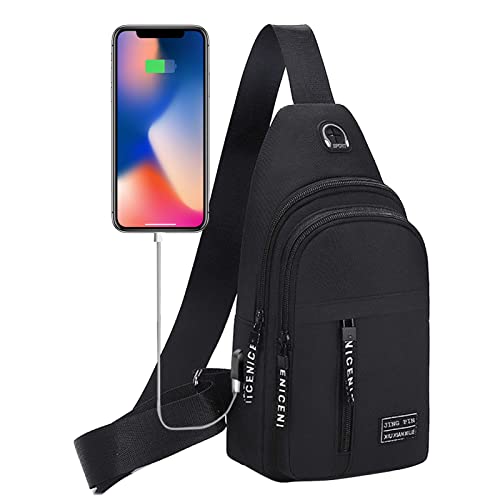Fanny Pack for Men - Strap Backpack Bag Crossbody Waterproof Backpack with USB Headphone Hole Strap Crossbody Chest Bag
