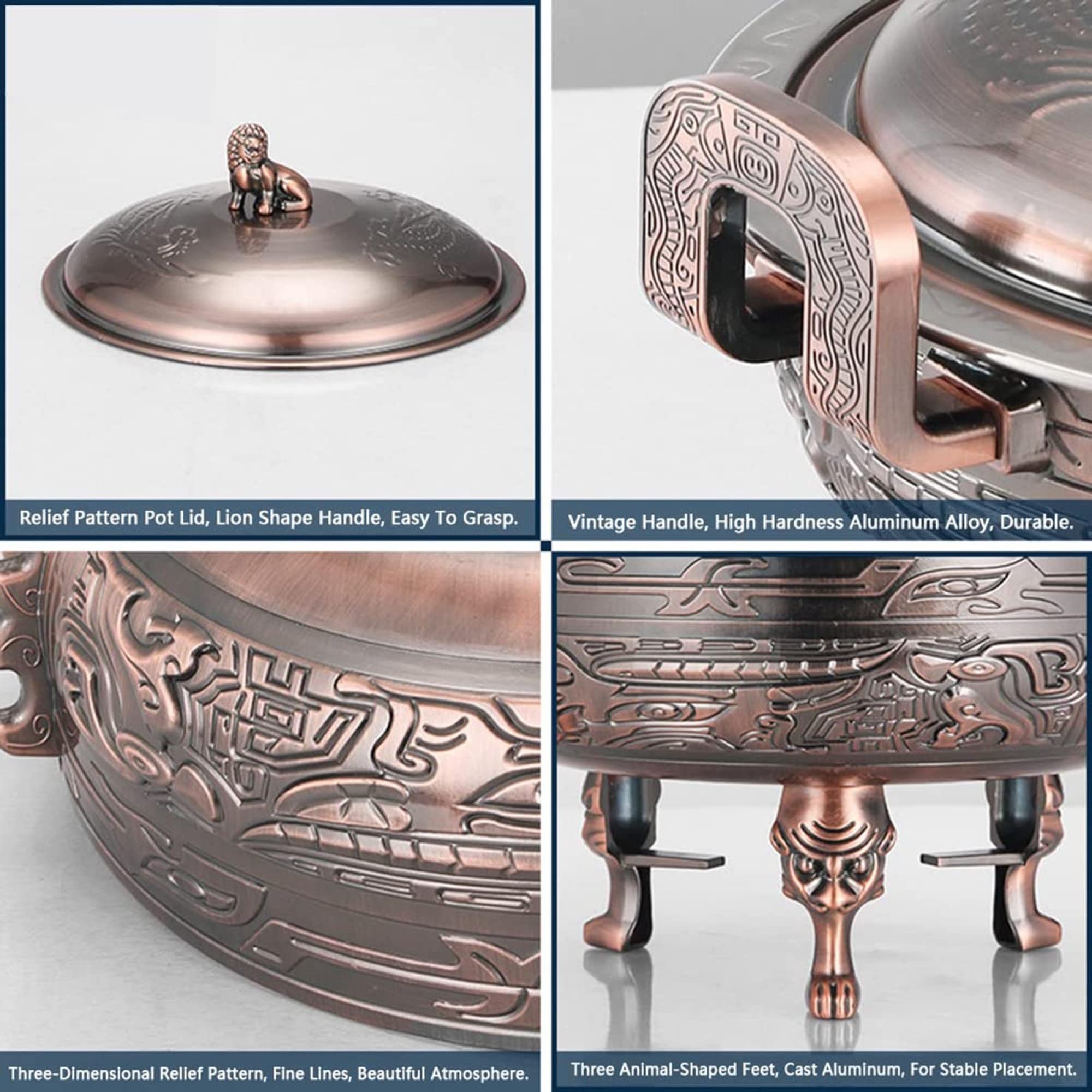 YIEOTM Chafing Dish Buffet Set, Round Chafer Buffet Servers and Warmers with Food Pans, Fuel Holder, Pot Lid and Bottom Stand for Home and Restaurant
