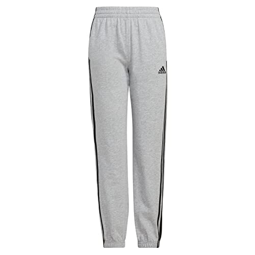 adidas Boys' Big Elastic Waistband Essentials French Terry 3-Stripe Jogger, Medium Grey Heather, S(8)