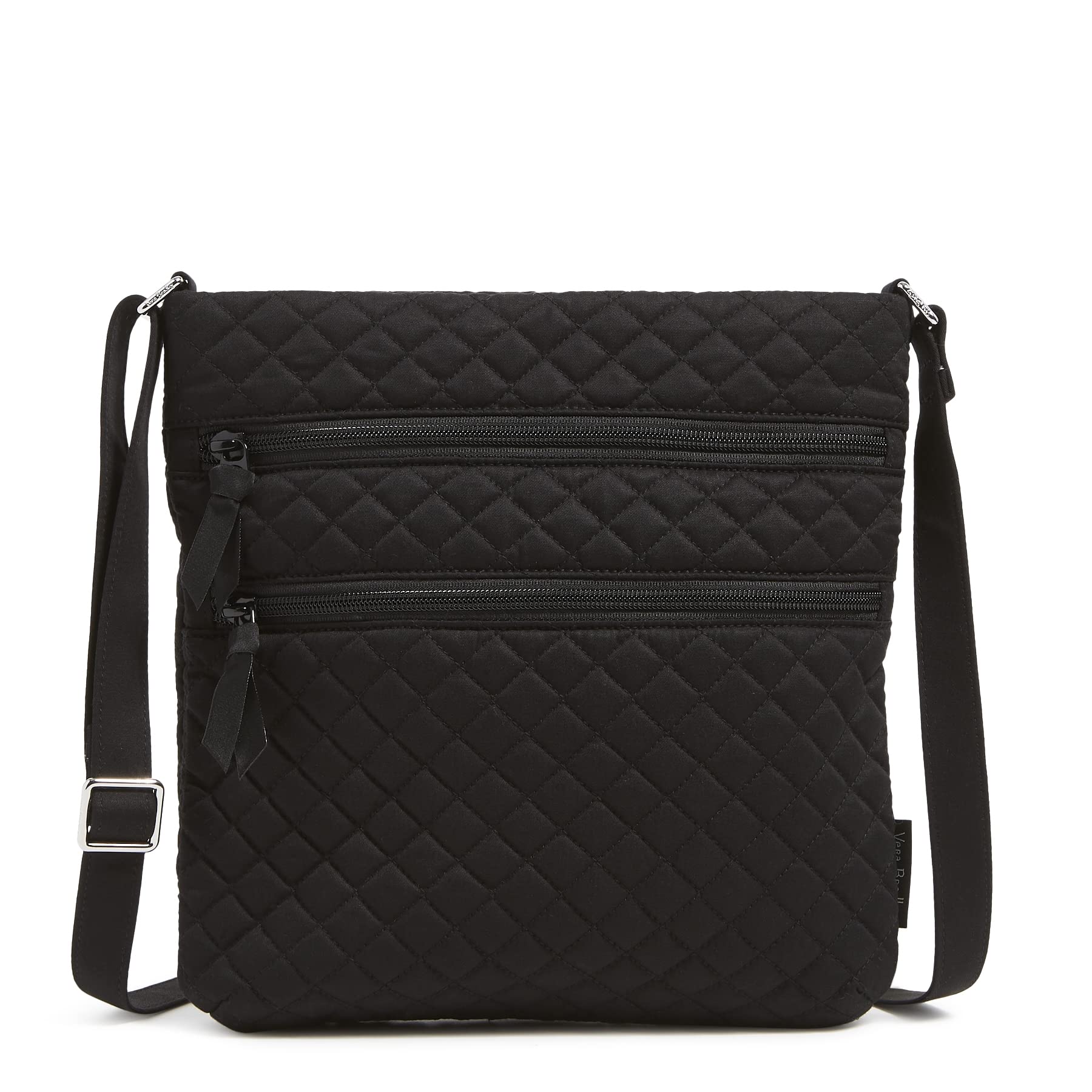 Vera Bradley Women's Cotton Triple Zip Hipster Crossbody Purse, True Black, One Size