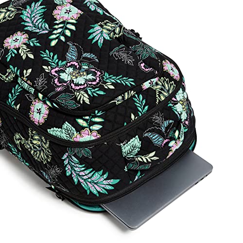 Vera Bradley Women's Cotton Large Travel Backpack Travel Bag, Island Garden - Recycled Cotton, One Size