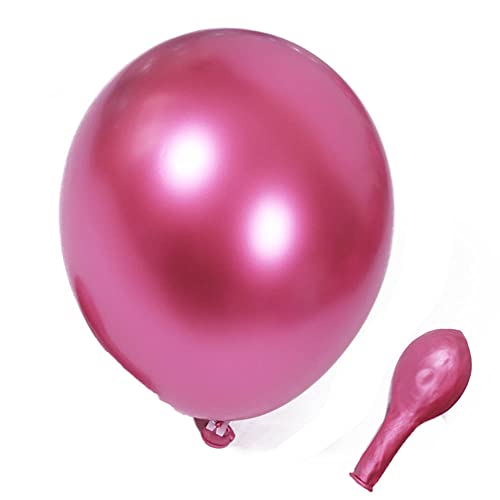 Ezing Party Balloons 12inch 50pcs Latex Metallic Chrome Balloons Party Decorations (red)