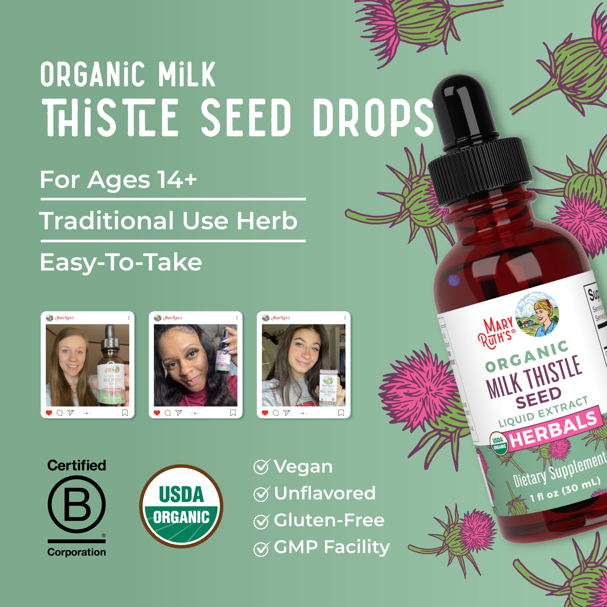 Mary Ruth's Organic Milk Thistle Seed Liquid Extract, 1 FZ