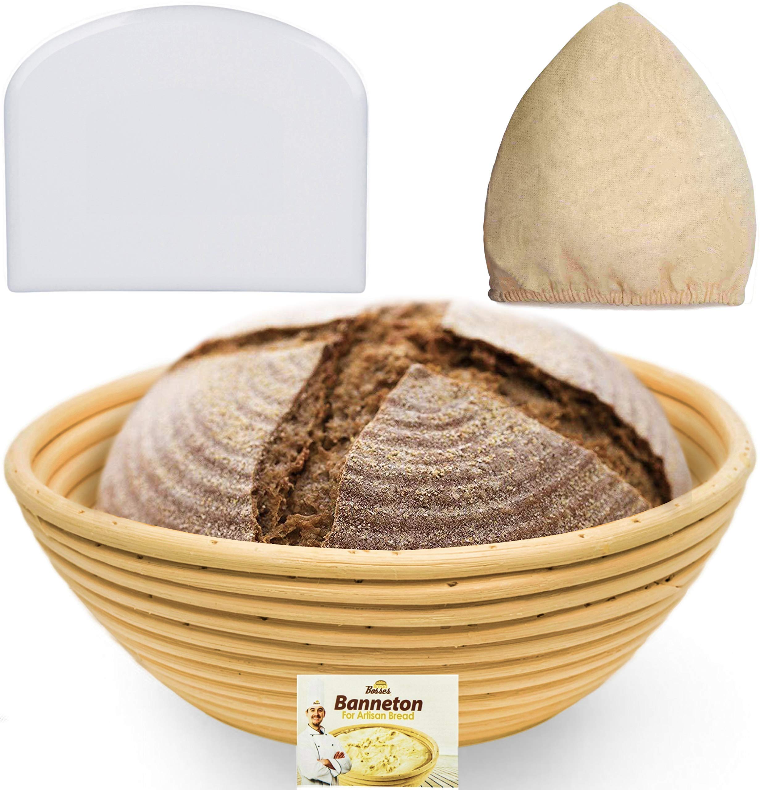 Round Bread Banneton Proofing Basket - 9 Inch Baskets Sourdough Brotform Proofing Basket and 9 Inch Bread Banneton Proofing Basket - Baking Bowl