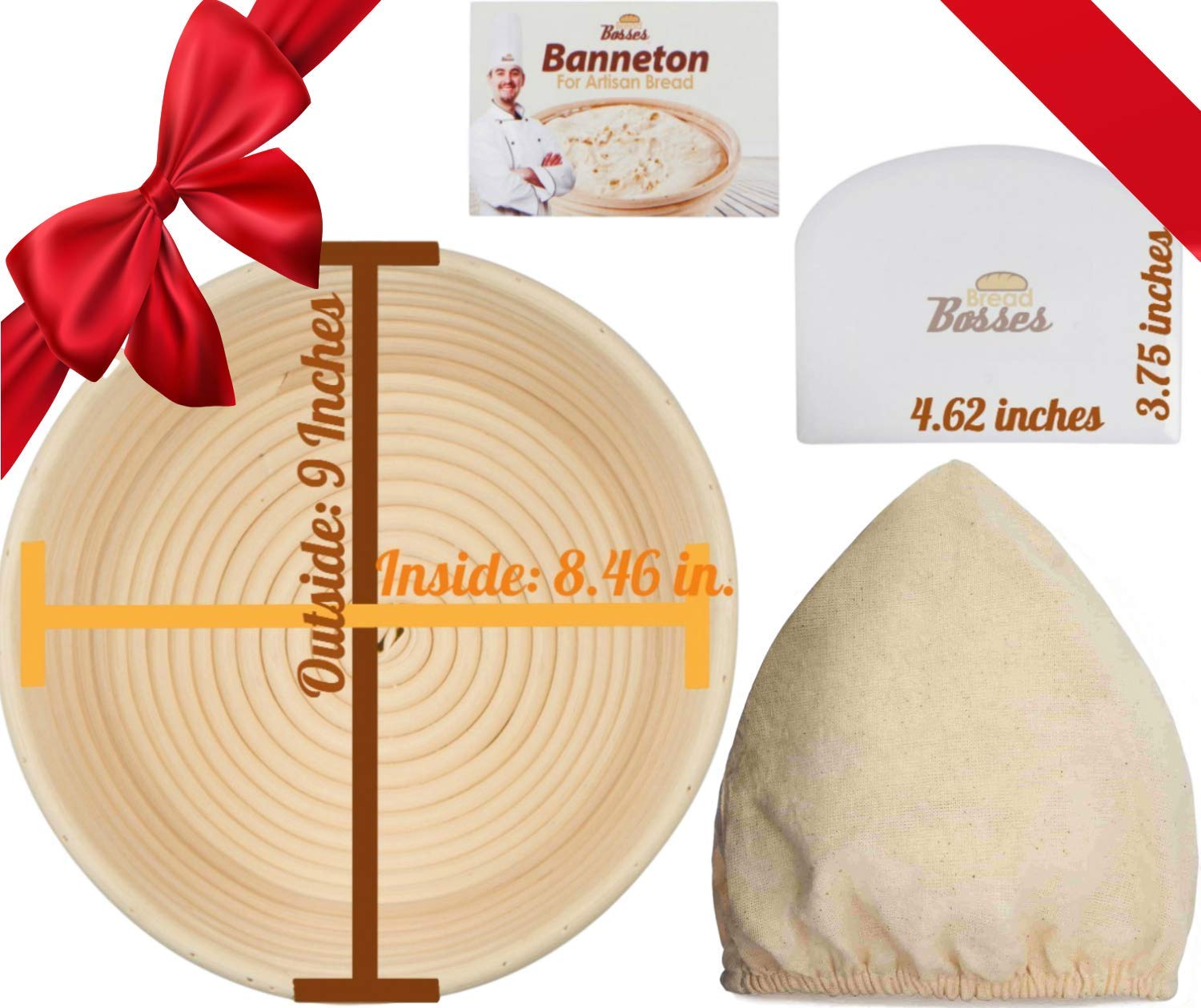 Round Bread Banneton Proofing Basket - 9 Inch Baskets Sourdough Brotform Proofing Basket and 9 Inch Bread Banneton Proofing Basket - Baking Bowl