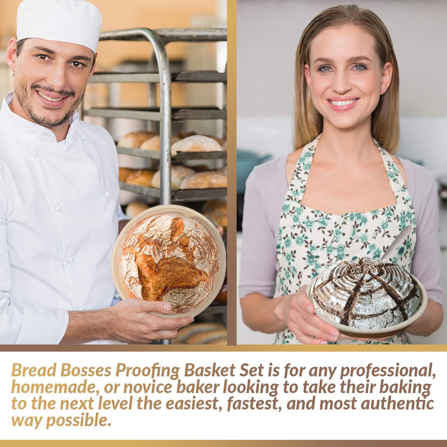Round Bread Banneton Proofing Basket - 9 Inch Baskets Sourdough Brotform Proofing Basket and 9 Inch Bread Banneton Proofing Basket - Baking Bowl