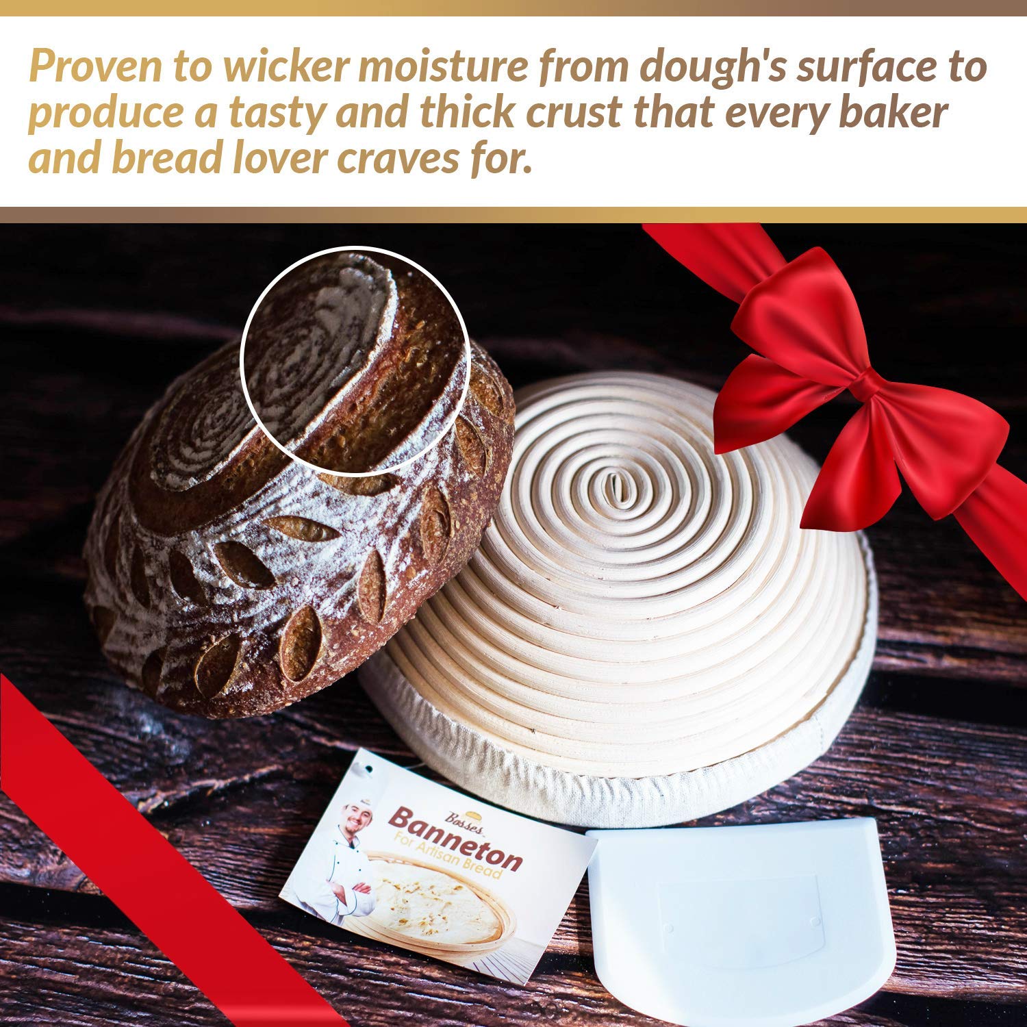 Round Bread Banneton Proofing Basket - 9 Inch Baskets Sourdough Brotform Proofing Basket and 9 Inch Bread Banneton Proofing Basket - Baking Bowl