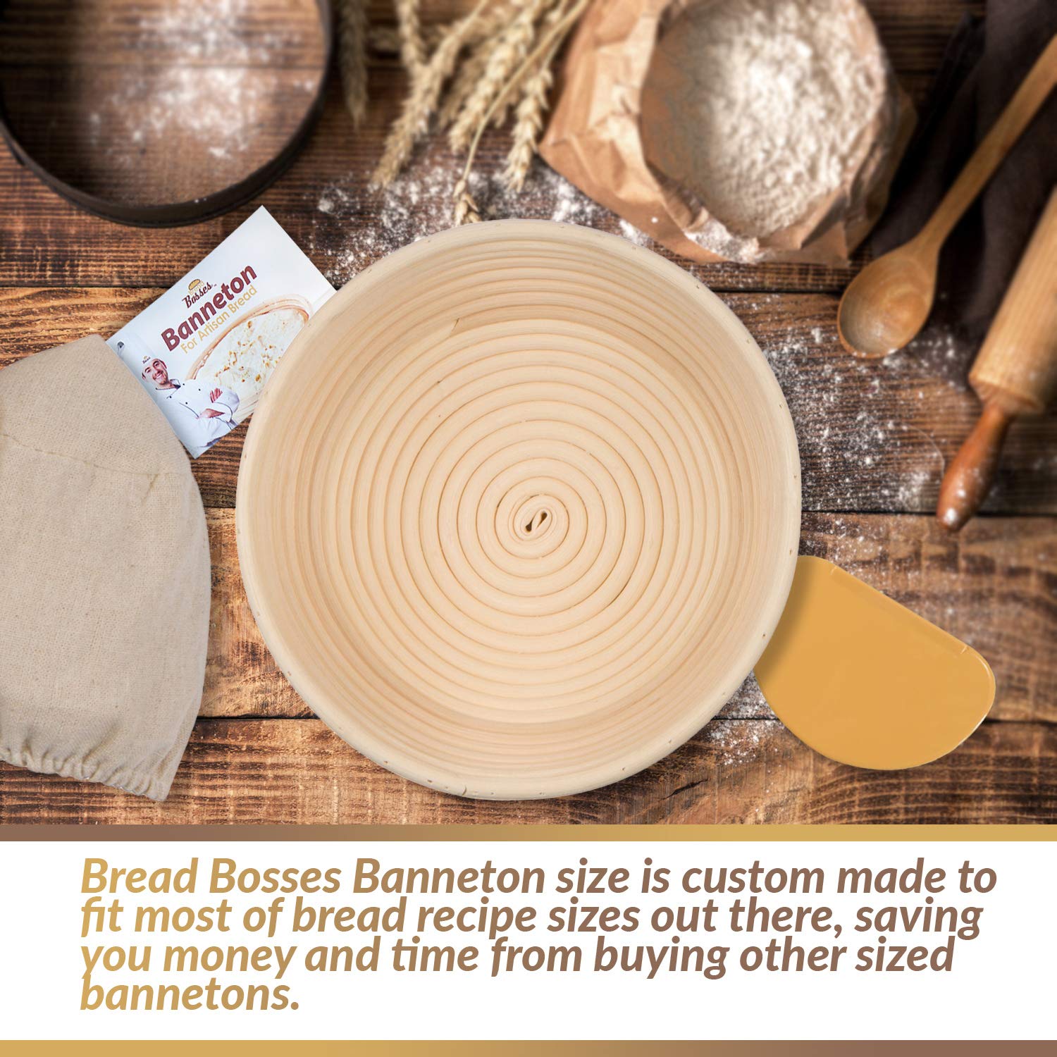 Round Bread Banneton Proofing Basket - 9 Inch Baskets Sourdough Brotform Proofing Basket and 9 Inch Bread Banneton Proofing Basket - Baking Bowl