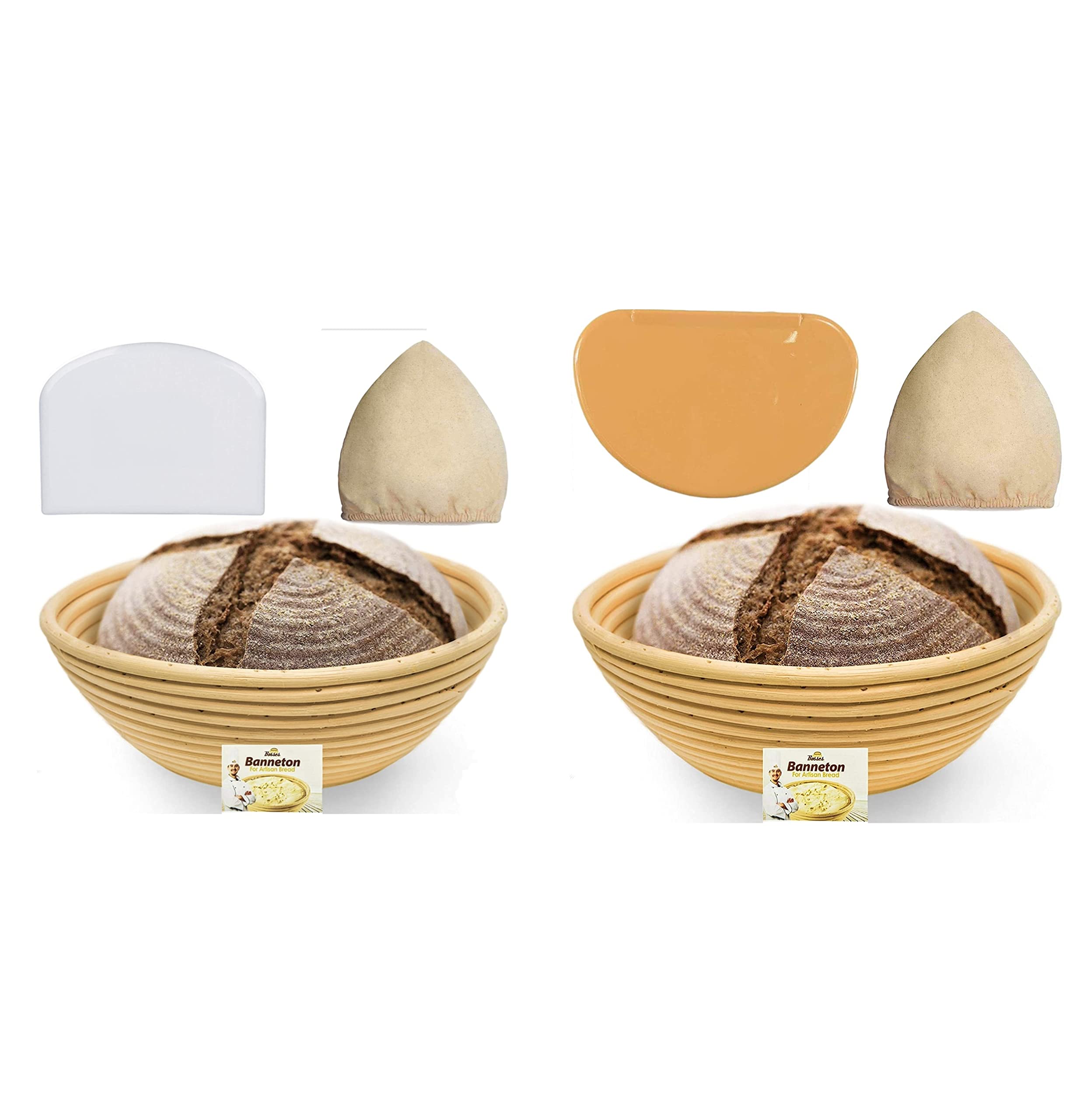 Round Bread Banneton Proofing Basket - 9 Inch Baskets Sourdough Brotform Proofing Basket and 9 Inch Bread Banneton Proofing Basket - Baking Bowl