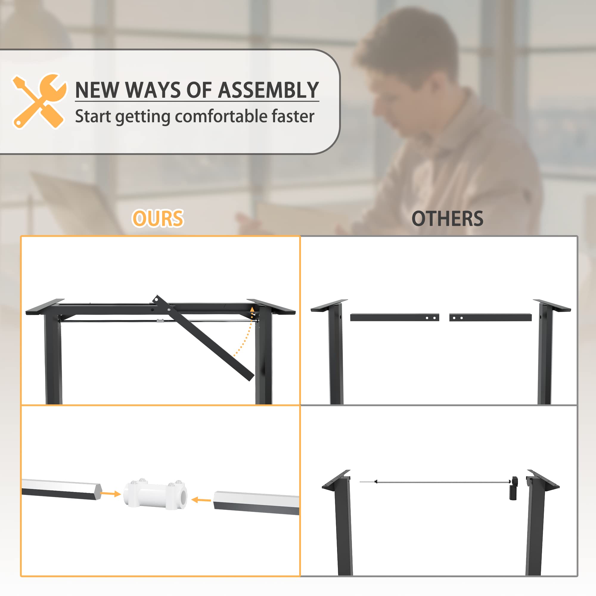 JUMMICO Standing Desk Electric Adjustable Desk Large 63 x 29.5 Sit Stand Up Desk Home Office Computer Desk Memory Preset with T-Shaped Metal Bracket and Holes for Routing Cables, Brown