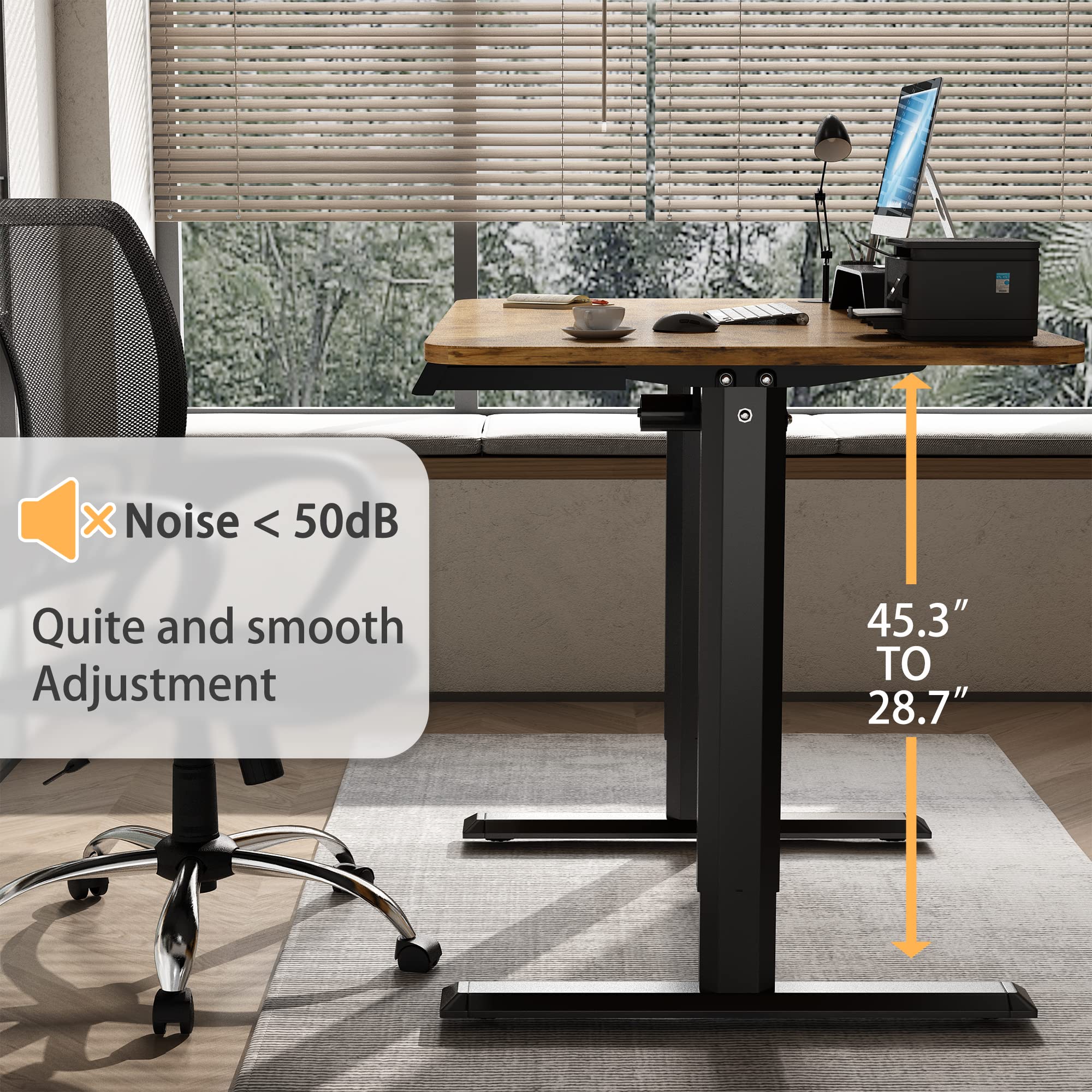 JUMMICO Standing Desk Electric Adjustable Desk Large 63 x 29.5 Sit Stand Up Desk Home Office Computer Desk Memory Preset with T-Shaped Metal Bracket and Holes for Routing Cables, Brown