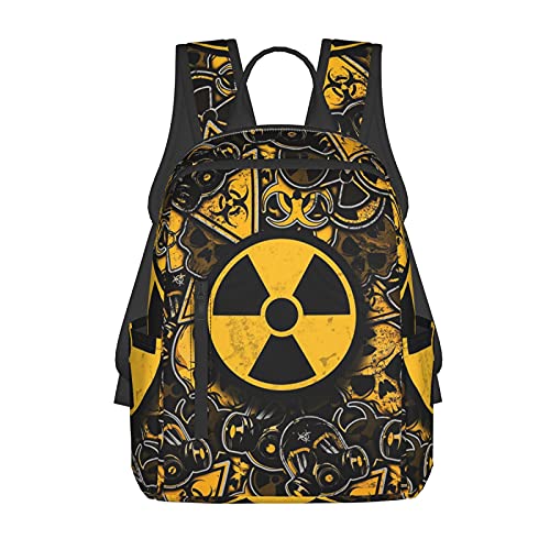 Radioactive Symbol Yellow Doodle Casual Backpack Bookbag Hiking Outgoing Daypack Laptop Pack For Women Men'S Boys Girls