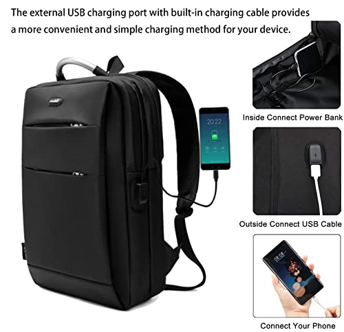 Oakisma Travel Laptop Backpack for Men Women Business School Backpacks with USB Charging Port and 14 inch-17.5 inch Computer College Student Gift(Black)