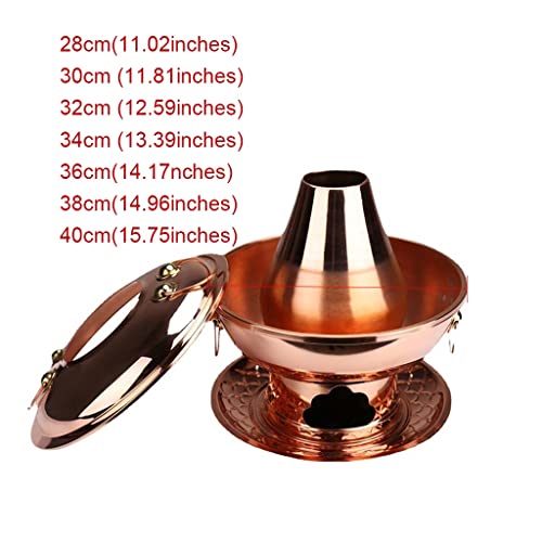 Chafing Dishes Chinese Traditional Old Beijing Charcoal Copper Hot Pot, Pot Shabu, Camping Home Use，Cook Cooking for Unusual Gift (Color : Brass, Size : 30cm)