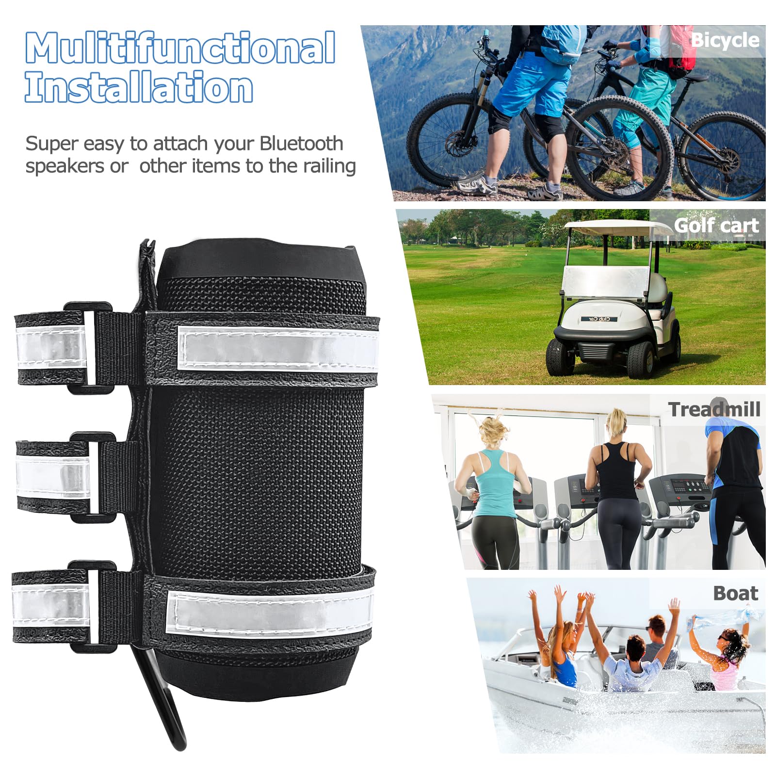 EDUPLINK Large Portable Speaker Mount, Shockproof Wireless Speakers Holder, Adjustable Long Strap for Most Speakers Compatible JBL, Sony, Bose for Golf Cart Bike UTV Wakeboard (Luminous)