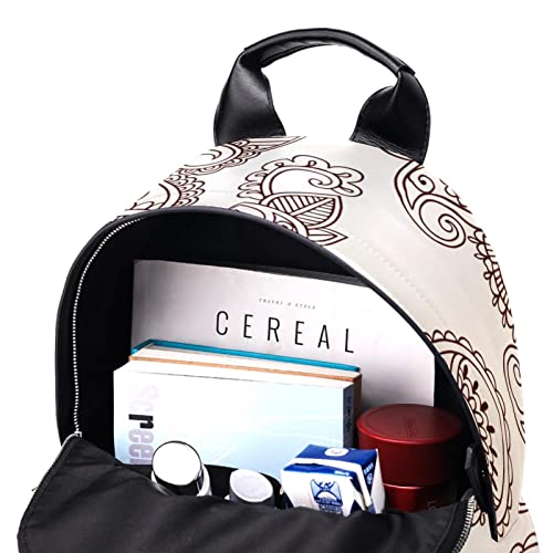 Bookbags for Boys Girls Travel Leather Backpack for Men Women, Paisley floral texture pattern