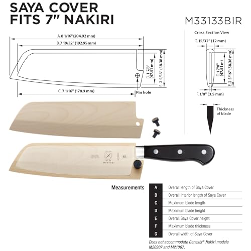 Mercer Culinary Birch Wood Saya Cover Blade Protector for 7" Nakiri Knives