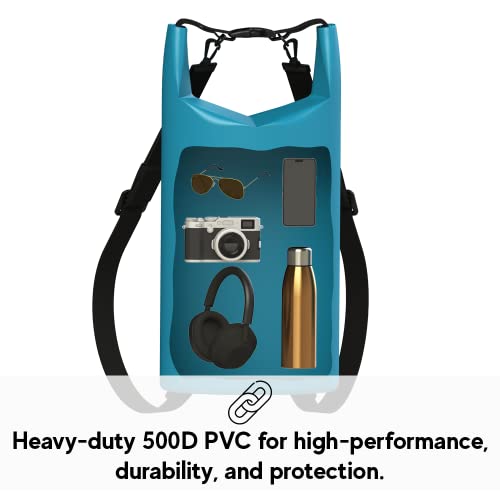 iChewie - Go Bag - Waterproof Dry Bag - Roll Top Compression Sack Keeps Gear Dry for Kayaking, Beach, Rafting, Boating, Hiking, Camping, Fishing, and more - 10L Black