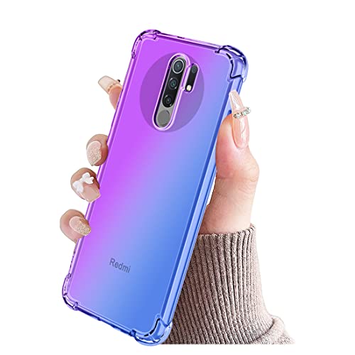 KOARWVC Case for Redmi Note 8 Pro Case / M1906G7I Case, Crystal Clear Case Gradient Slim Anti Scratch TPU Shockproof Protective Phone Cases Cover for Xiaomi Redmi Note 8 Pro (Purple/Blue)