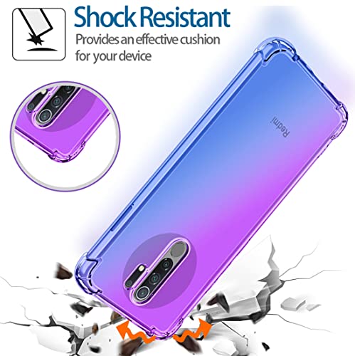 KOARWVC Case for Redmi Note 8 Pro Case / M1906G7I Case, Crystal Clear Case Gradient Slim Anti Scratch TPU Shockproof Protective Phone Cases Cover for Xiaomi Redmi Note 8 Pro (Purple/Blue)