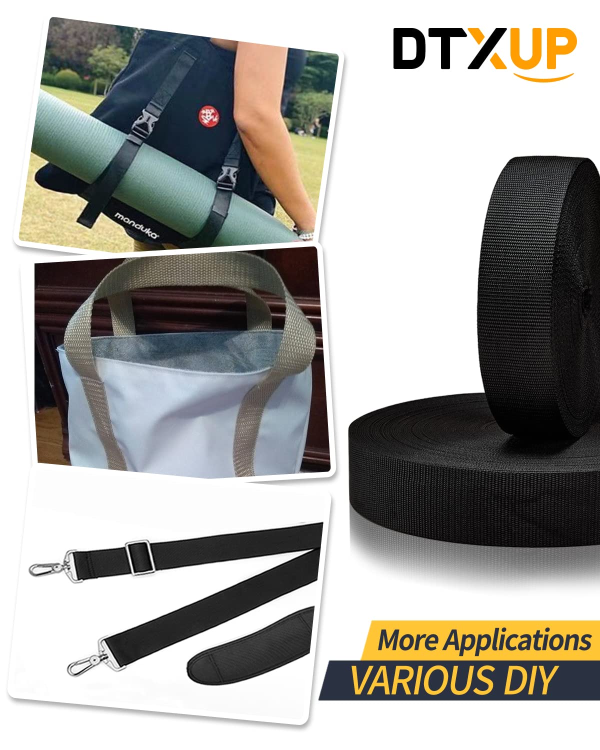 Nylon Webbing 1.5 Inch Strap, Polypropylene flat Webbing for Repairing, Replacement Canvas Strap for backpack straps, Heavy Duty Climbing Webbing 1.5 Inch Wide 10 Yard for sewing bag making lawn chair