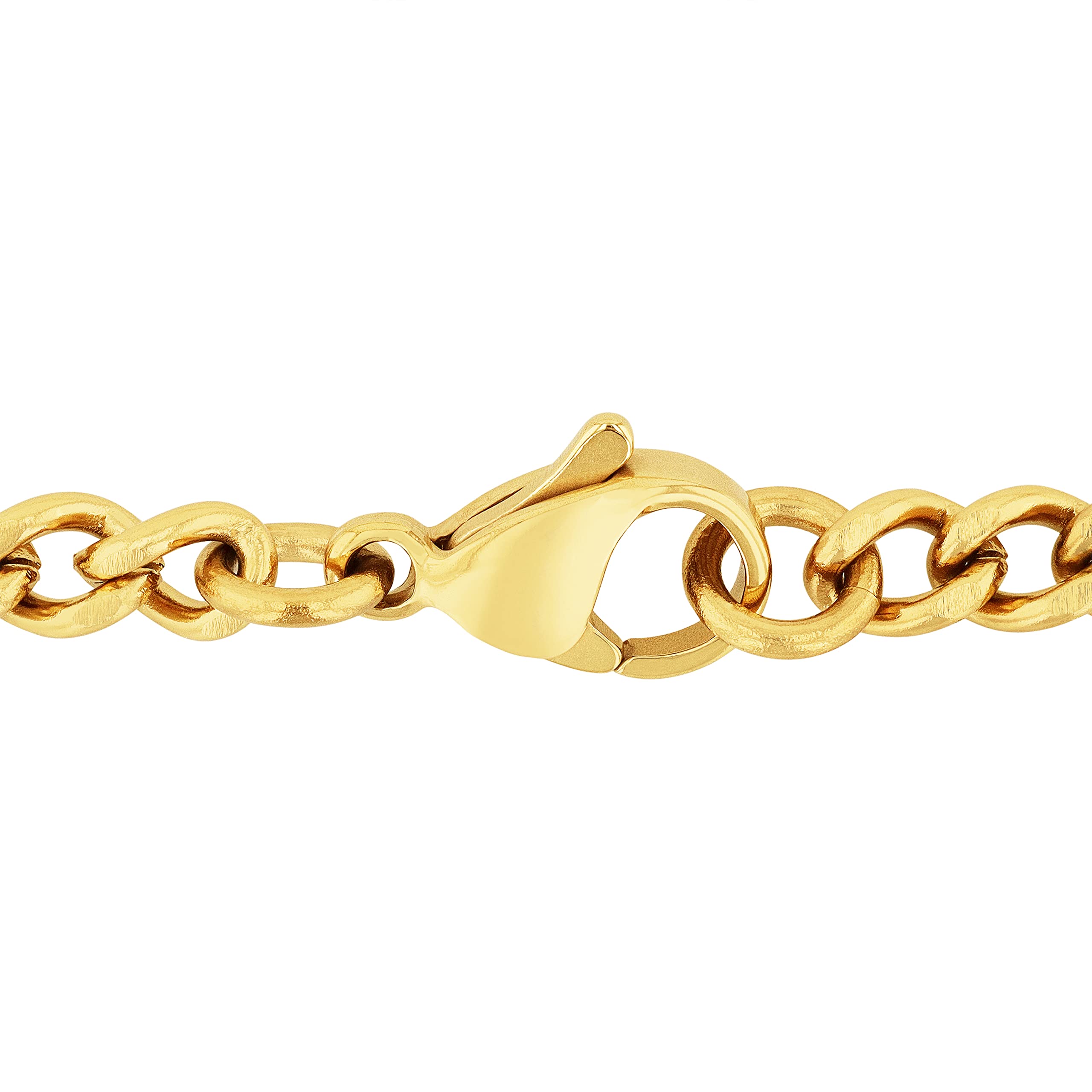 Stainless Steel Beveled Cross Pendant on 24" Twisted Curb Chain Necklace with Yellow Gold Tone Finish