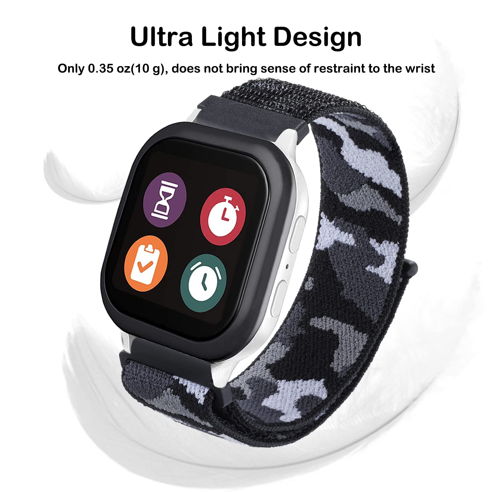 2 Pack Camo Nylon Band Compatible with Gizmo Watch 3 Adventure 3 2 1/Gabb Watch 3e 3 2 1/SyncUP Watch Band, 20mm Breathable Soft Hook & Loop Watch Band Replacement Small Size