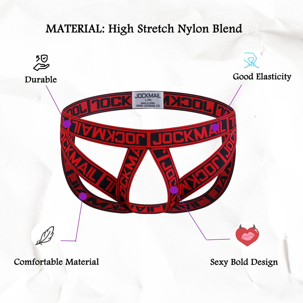 JOCKMAIL Mens Underwear JockStrap Stretch Mens Jock Strap G-string Athletic Jockstrap Mens Sport Underwear Jockstrap Red