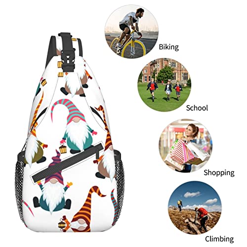 Xmas Funny Gnomes High Storage Capacity Chest Bag Diagonally Sling Backpack Crossbody Shoulder Bag For Men Women