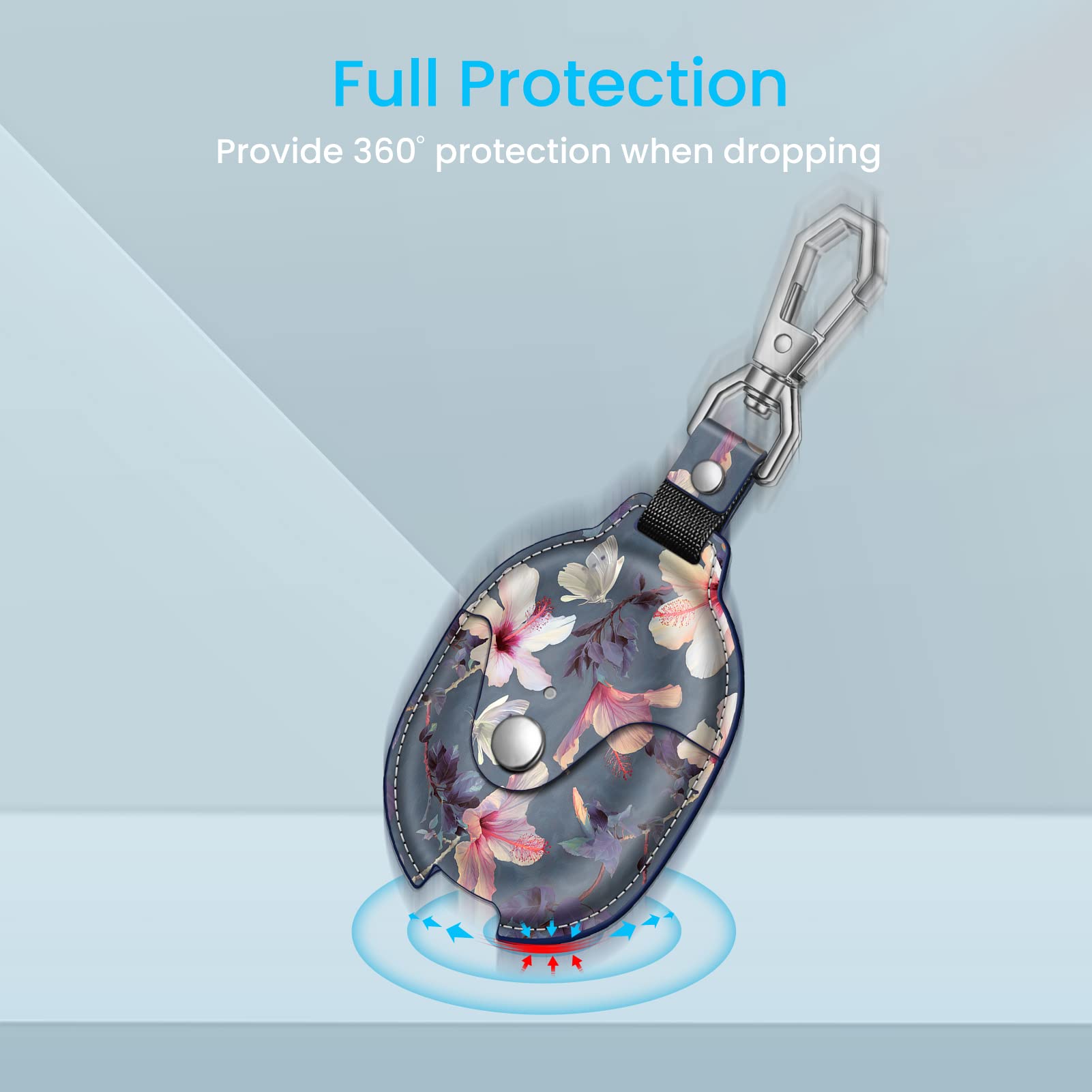 Fintie Protective Case for Google Pixel Buds Pro 2 (2024) / Google Pixel Buds Pro (2022), Premium PU Leather Slim Fit Metal Snap Closure Portable Cover Skin with Keychain, Blooming Hibiscus