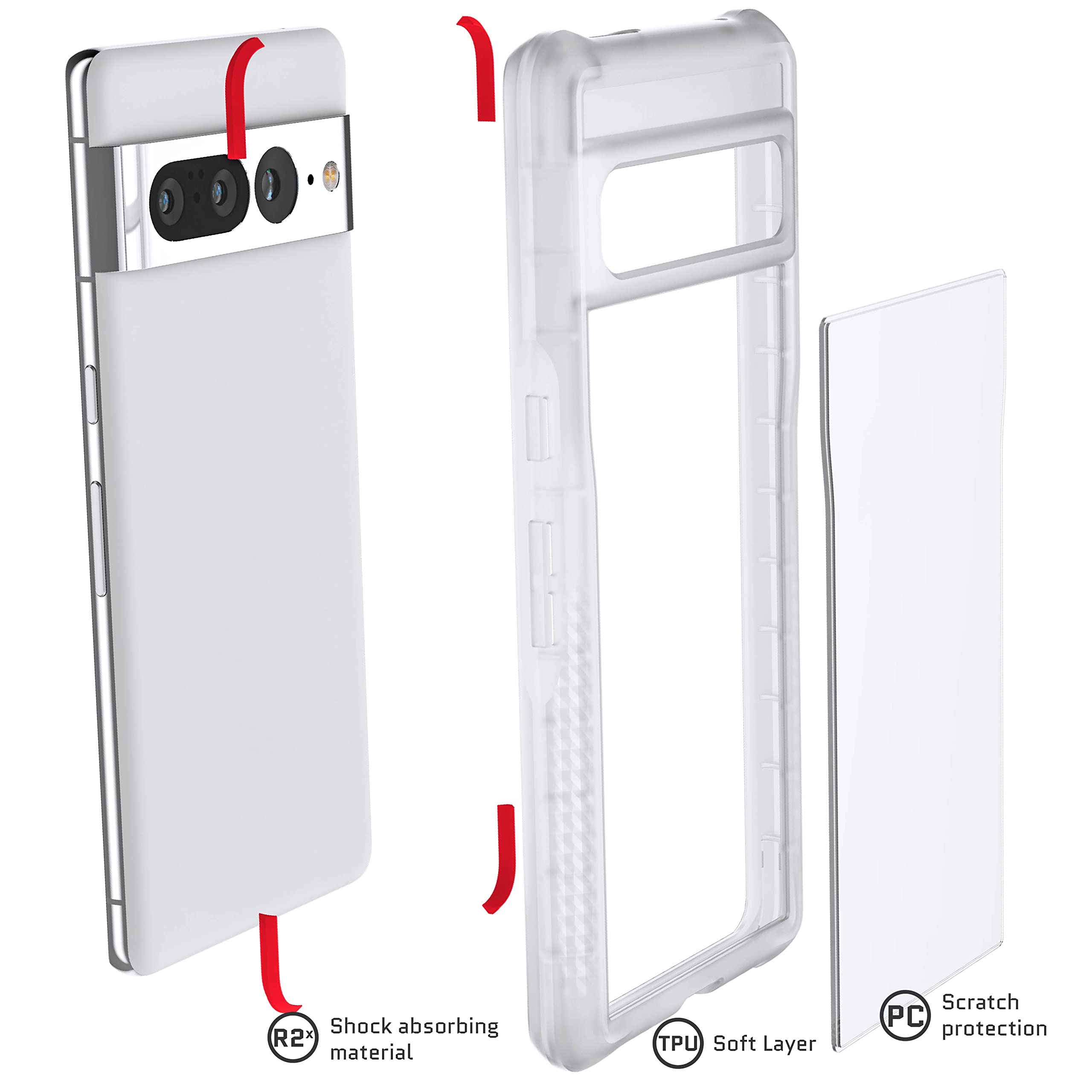 Ghostek COVERT Google Pixel 7 Pro Case Clear with Ultra Thin Design and Non-Slip Grip Bumper Supports Wireless Charging Shockproof Protective Phone Cover Designed for 2022 Pixel 7 Pro (6.7 IN) (Clear)