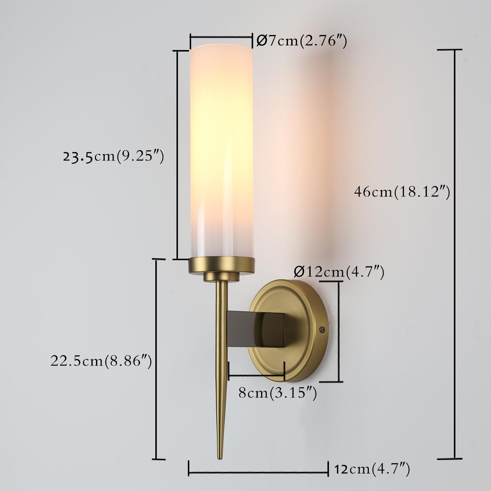 PERMO Vintage Wall Sconce Antique Single Sconces Lighting Fixture with 2.8" Cylindrical Shade Milk Glass Sconces for Bathroom Living Room