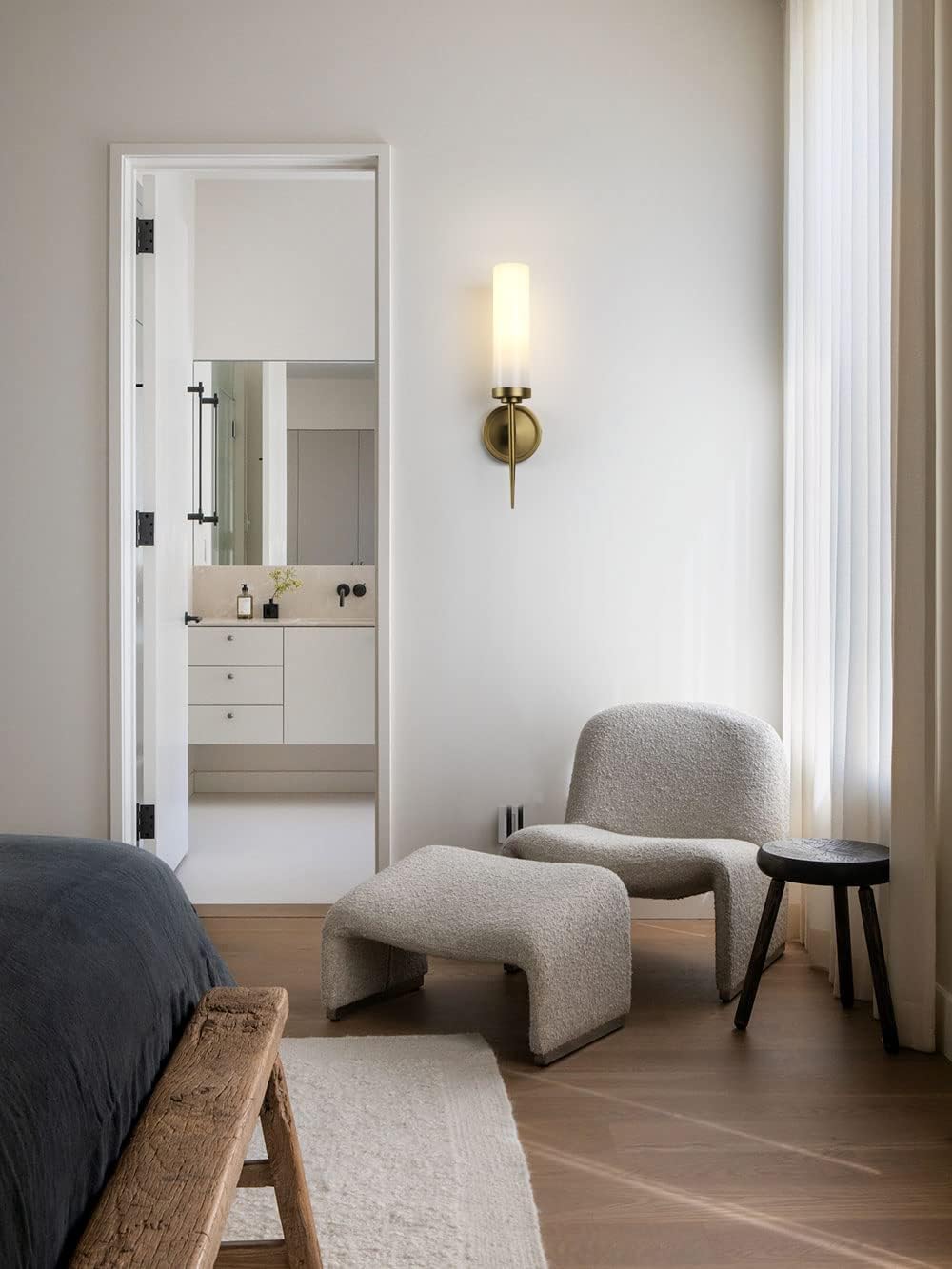 PERMO Vintage Wall Sconce Antique Single Sconces Lighting Fixture with 2.8" Cylindrical Shade Milk Glass Sconces for Bathroom Living Room