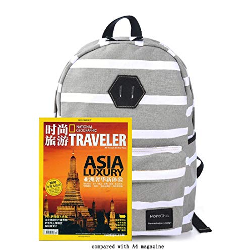 MoreChic Causal Canvas Stripe Backpack Travel Daypack Backpacks For Teen Girls Women