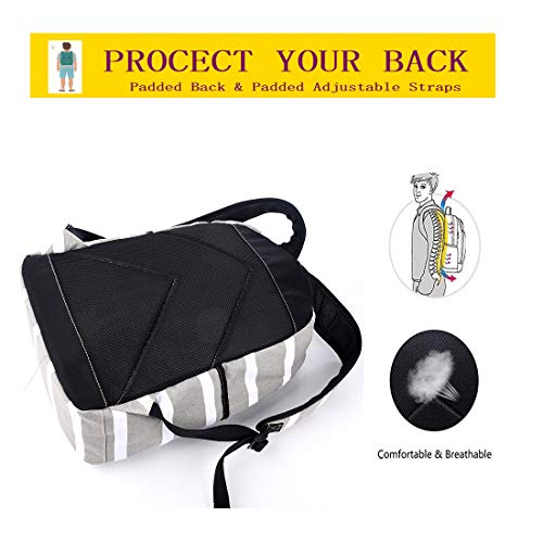 MoreChic Causal Canvas Stripe Backpack Travel Daypack Backpacks For Teen Girls Women