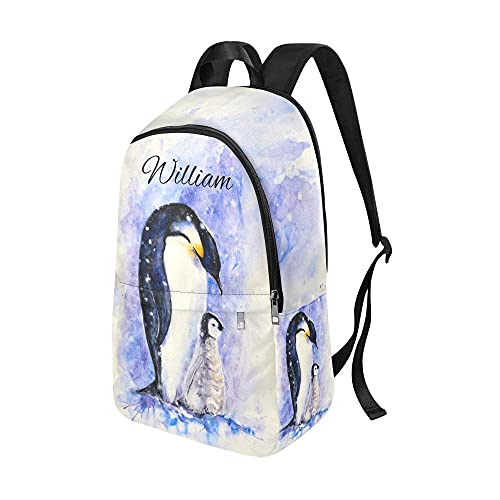 SunFancy Two Royal Penguins Personalized Casual Backpack Unisex Travel Daypack for Teen Adult Boys Girls