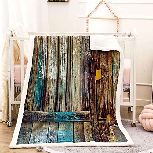 NARBOR Soft Fleece Throw Blanket - Fluffy Microfiber Solid Blankets for Bed and Couch Double/Single Size - 59X79Inch Wooden Door Print Printed Flannel Blanket for Bed, Couch and Sofa