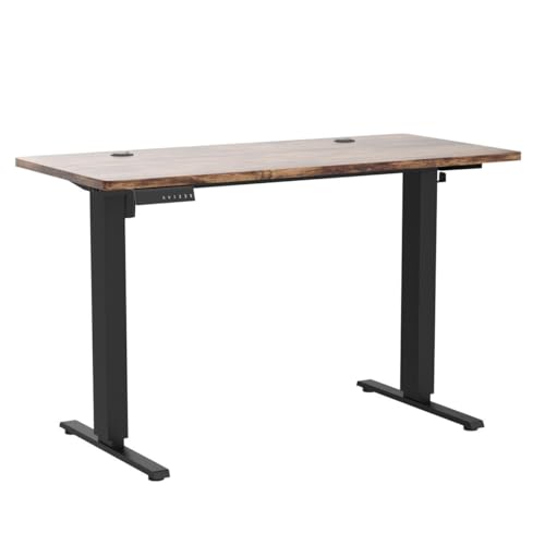 SMUG Standing Desk, 48 x 24 Inch Electric Height Adjustable Computer Desk for Home Office, Sit Stand up Work Gaming Table with Memory Controller/Headphone Hook, Rising Lift Workstation-Rustic Brown