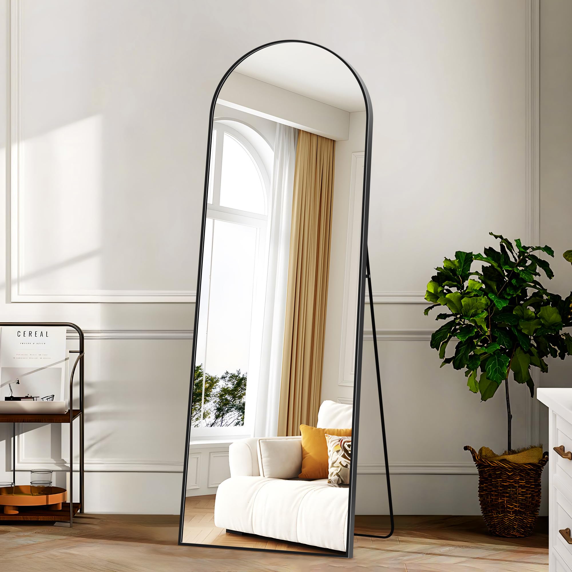 KOCUUY Arched Full Length Mirror, 64”x21” Full Body Floor Length Black Standing Mirror Full Length, Arched Floor Mirror Living Room, Wall Mirror Hanging Standing Or Leaning Body Mirror Bedroom