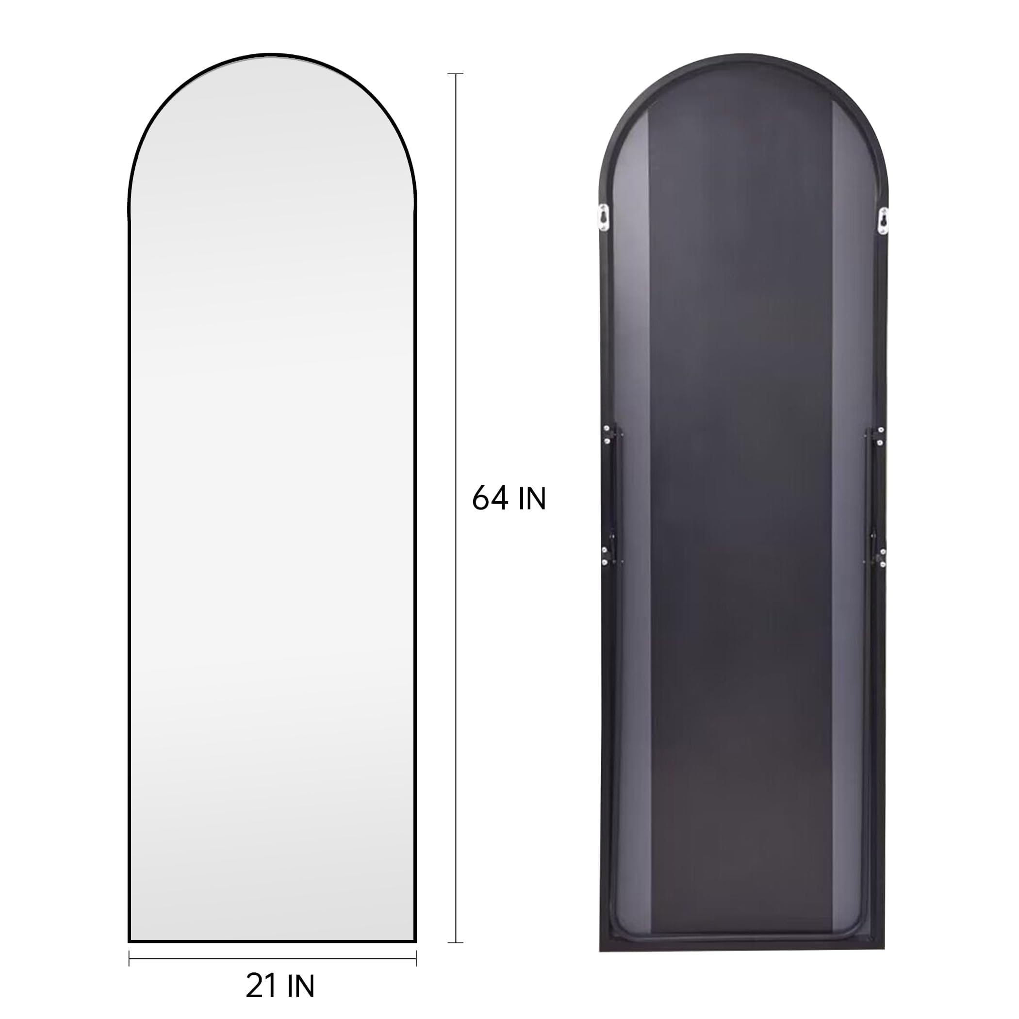KOCUUY Arched Full Length Mirror, 64”x21” Full Body Floor Length Black Standing Mirror Full Length, Arched Floor Mirror Living Room, Wall Mirror Hanging Standing Or Leaning Body Mirror Bedroom