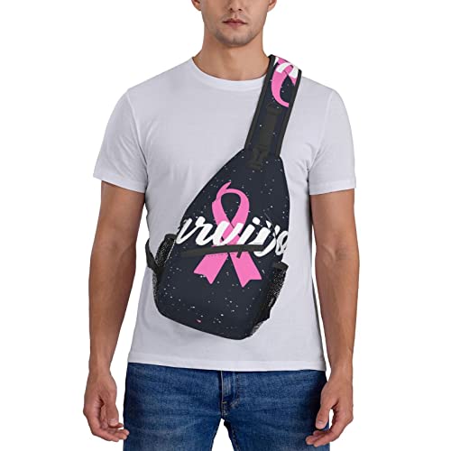 Breast Cancer Survivor Chest Bag Sling Backpack Travel Hiking Daypack Casual Chest Bag For Men Women