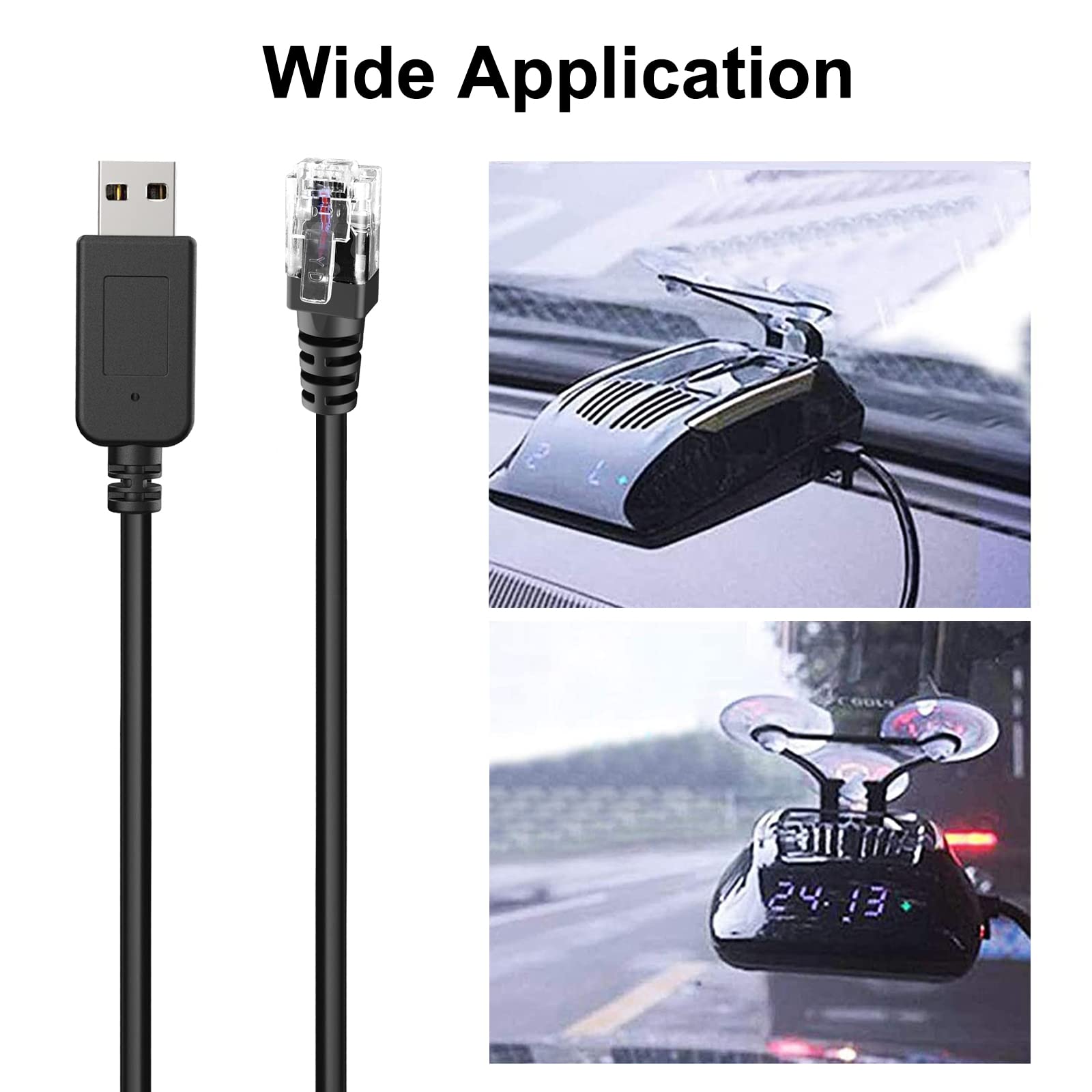 Jsvecip Radar Detector Cable, USB to RJ11 Plug Cable,for Escort Radenso XP Uniden Beltronics Cobra Whistler Radar Detector,Replacement Power Cable for Radar Detectors.(RJ11-6.56ft)