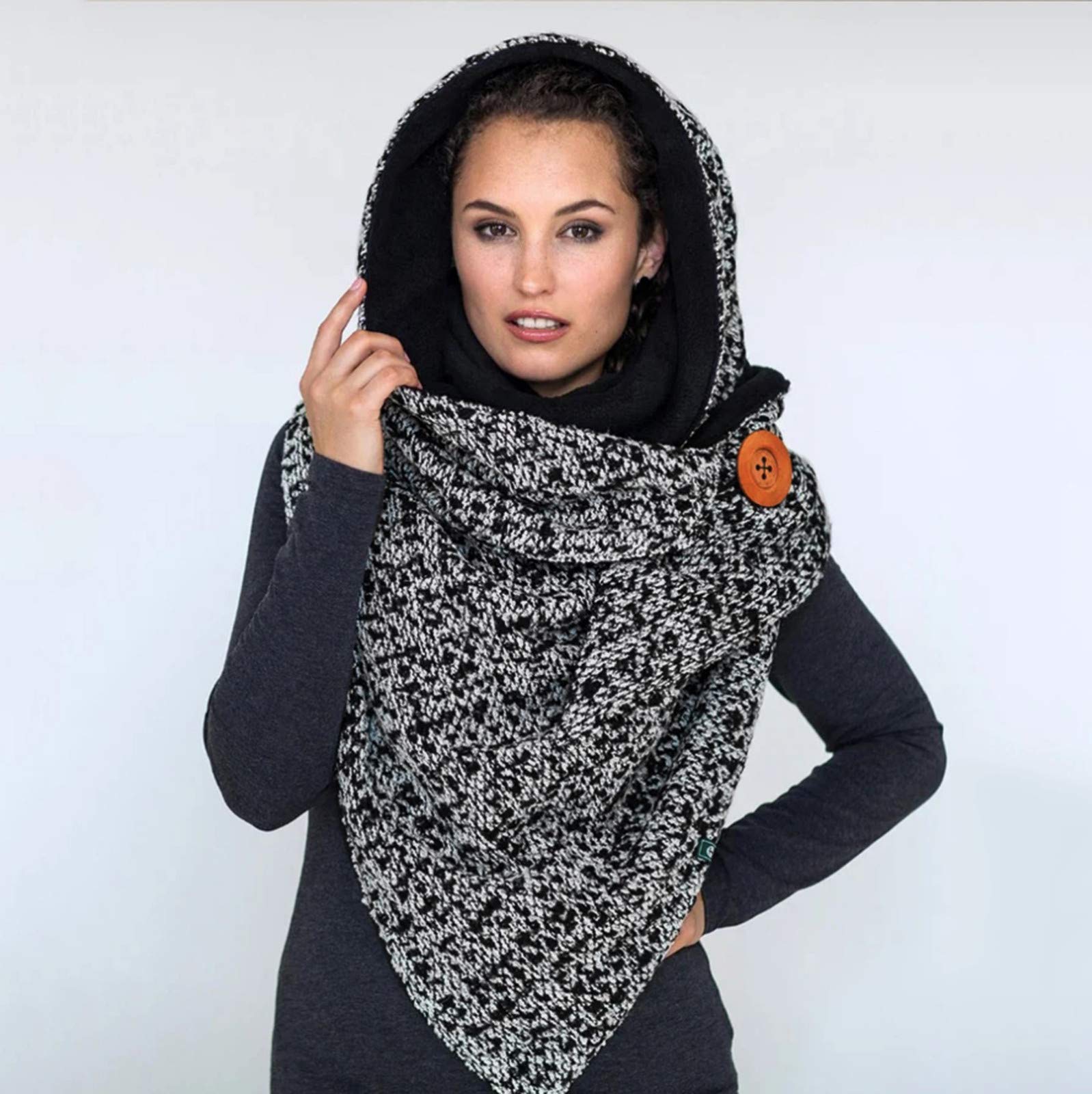 Winter Cashmere Scarfs for Women Classic Button Cable Knit Scarf Large Warm Chunky Shawl Scarves