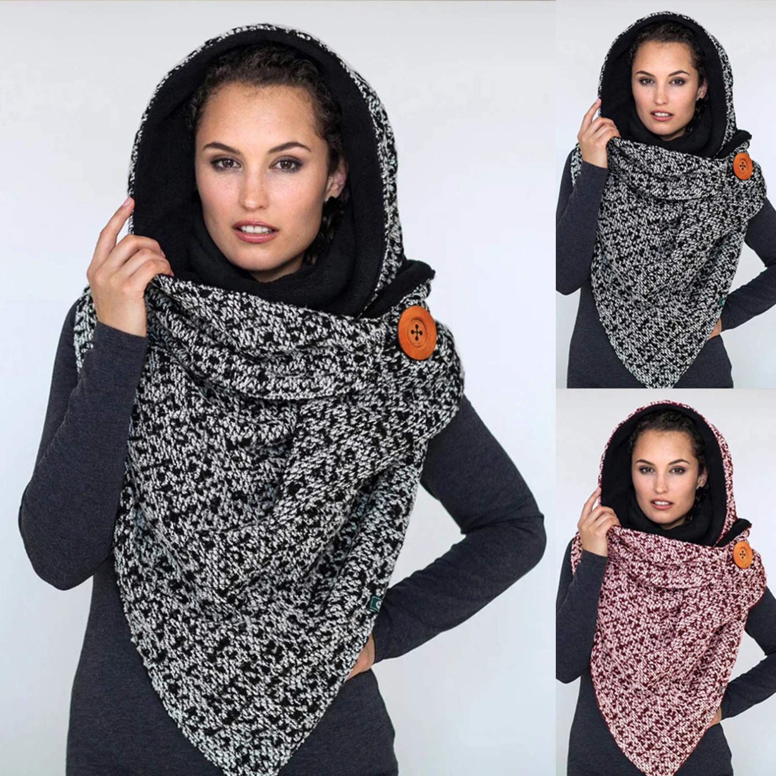 Winter Cashmere Scarfs for Women Classic Button Cable Knit Scarf Large Warm Chunky Shawl Scarves