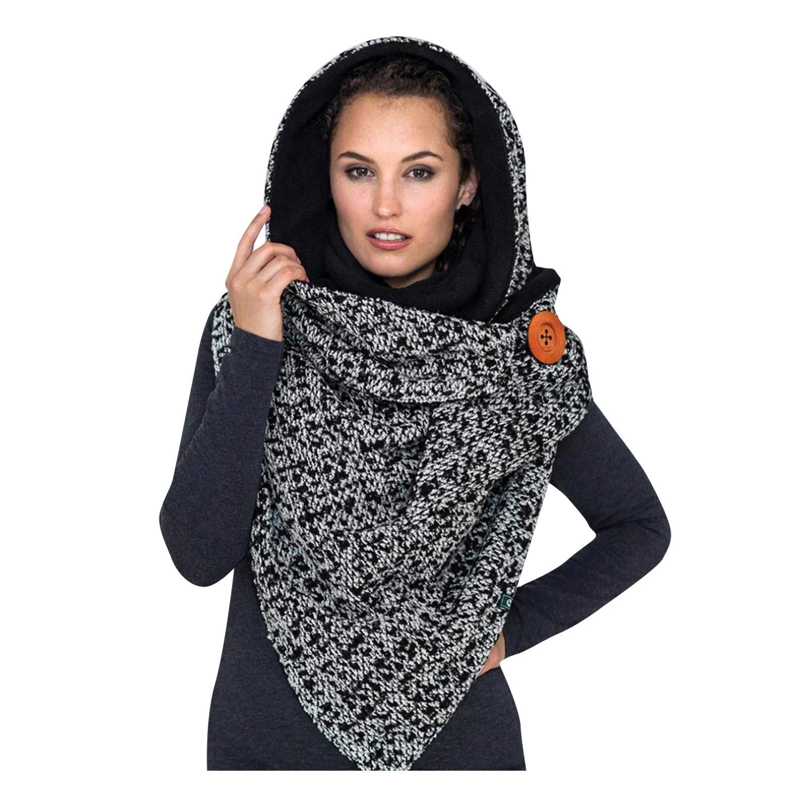 Winter Cashmere Scarfs for Women Classic Button Cable Knit Scarf Large Warm Chunky Shawl Scarves
