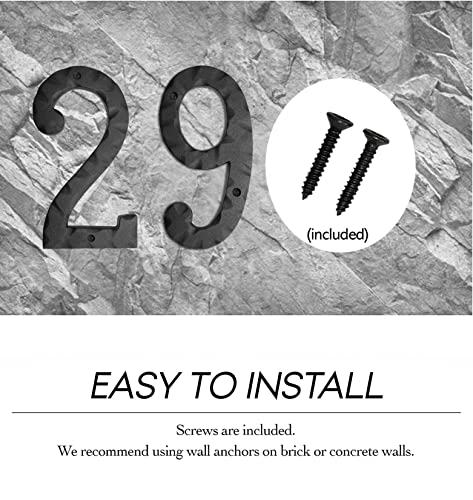 NACH House Numbers for Outside, 8 inch Black Address Numbers for House - Number 9 - Rustic Numbers for Outside with Mounting Hardware