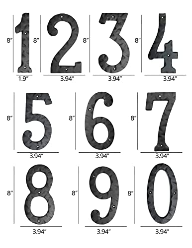 NACH House Numbers for Outside, 8 inch Black Address Numbers for House - Number 9 - Rustic Numbers for Outside with Mounting Hardware