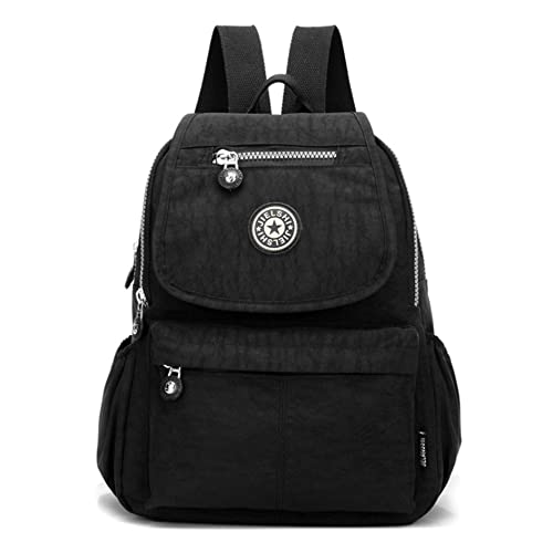 Fadsace Women Waterproof Nylon Backpack Lightweight Strong Hiking Camping Cycling Packback Daypack (Black)