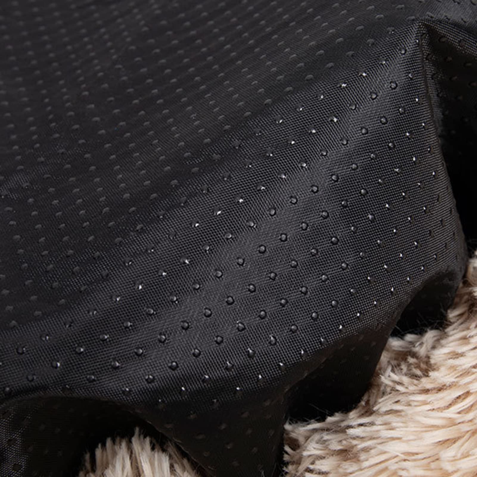 tinysiry Dog Kennel, Warm Comfortable Modern Style Round Cat Dog Nest, Non-Slip Long Plush Pet Bed Black 40cm